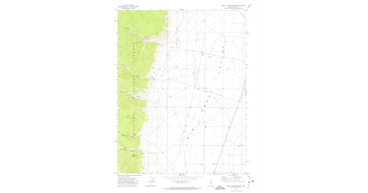 1971 Map of Pablo Canyon Ranch, Nye County, NV — High-Res | Pastmaps