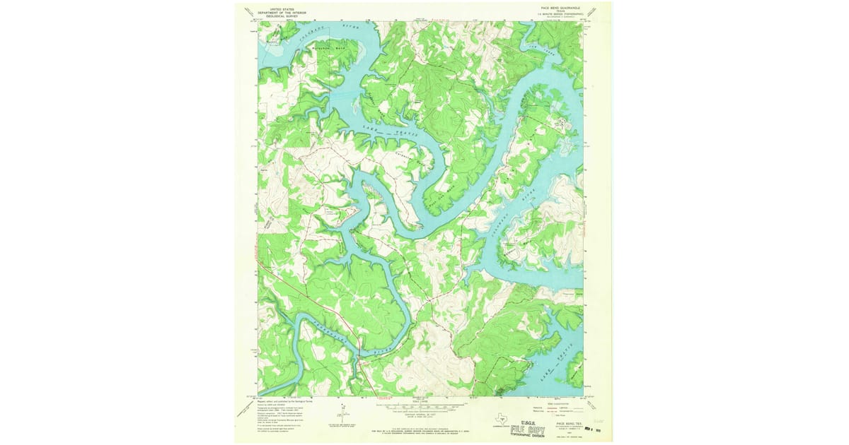 1967 Map of Pace Bend, Travis County, TX — High-Res | Pastmaps