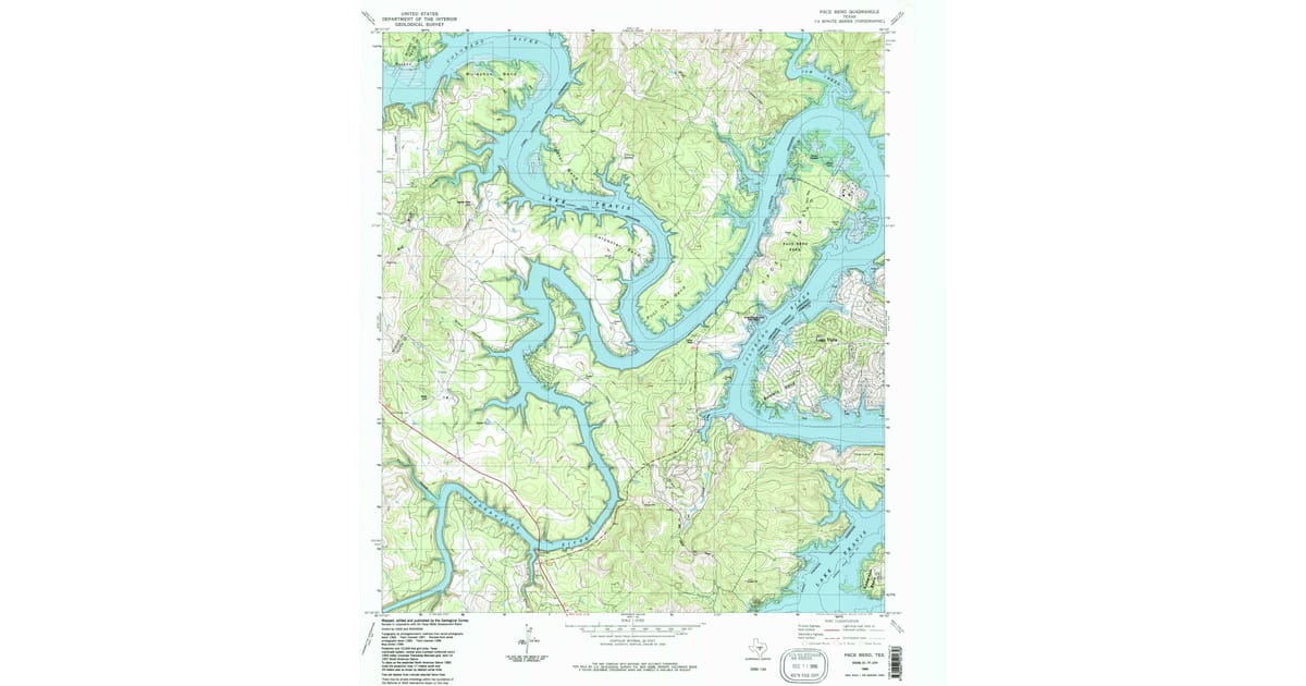 1986 Map of Pace Bend, Travis County, TX — High-Res | Pastmaps