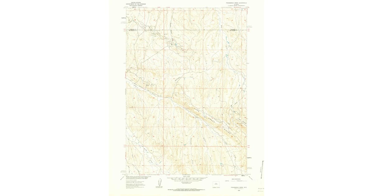 1960 Map of Packsaddle Creek, Hot Springs County, WY — High-Res | Pastmaps