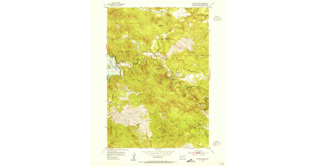 1954 Map of Pactola Dam, Pennington County, SD — High-Res | Pastmaps