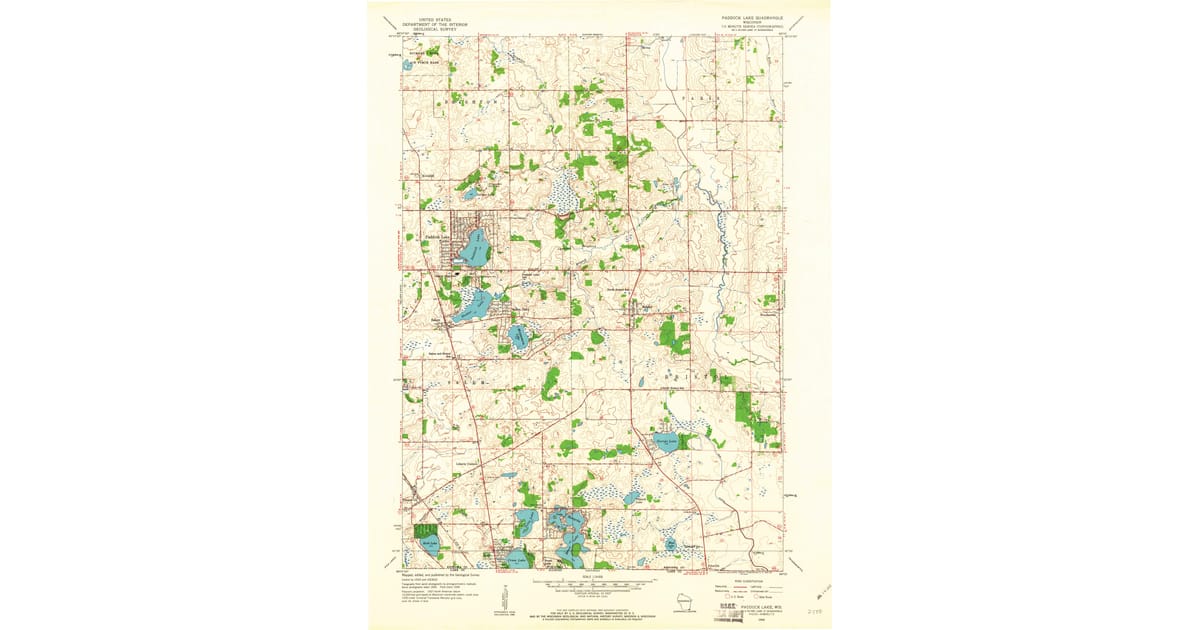 1959 Map of Paddock Lake, WI — High-Res | Pastmaps