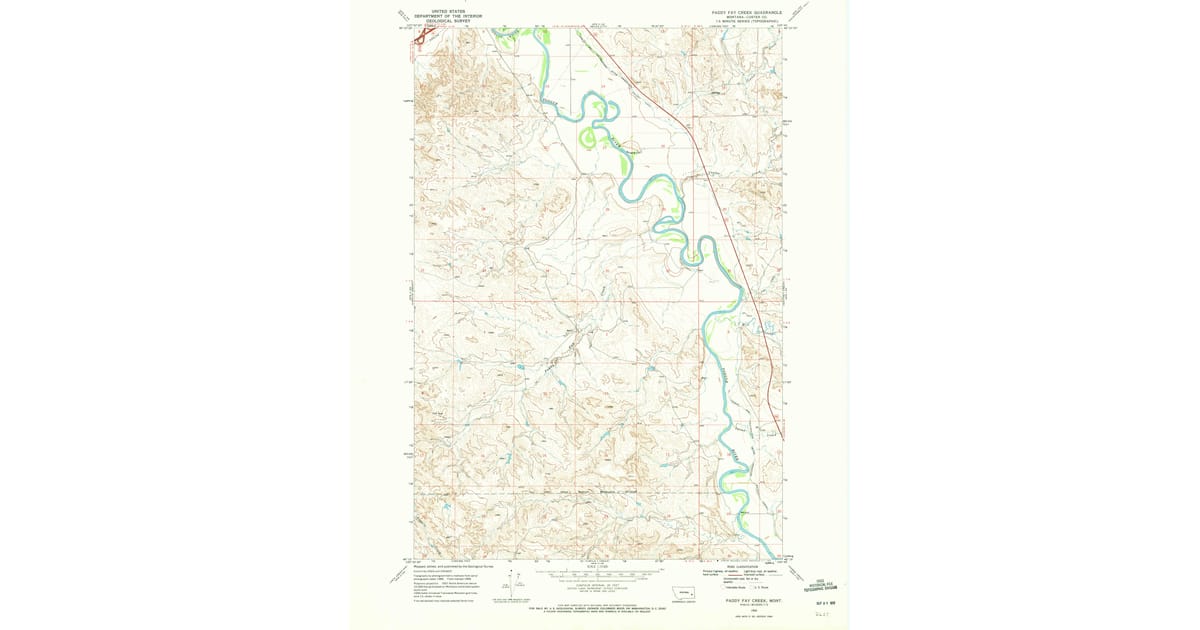 1968 Map of Paddy Fay Creek, Custer County, MT — High-Res | Pastmaps