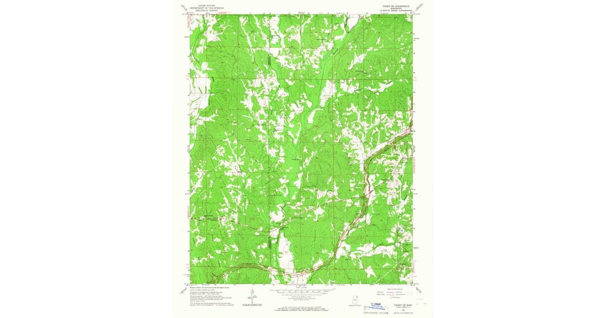 1965 Map of Paden SE, Tishomingo County, MS — High-Res | Pastmaps