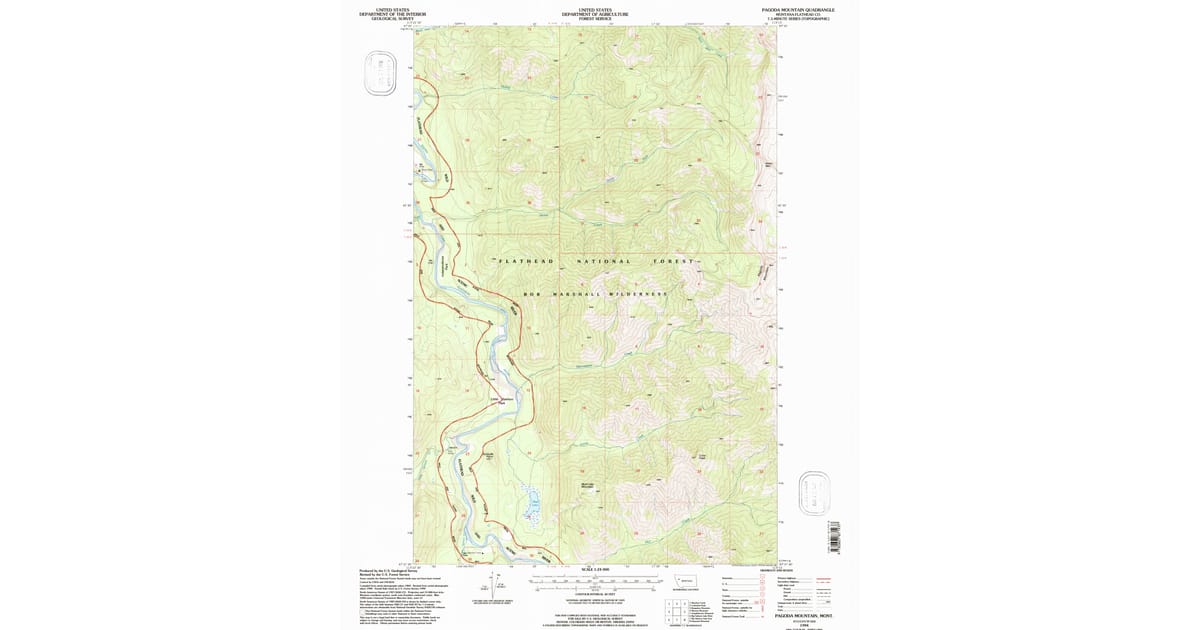 1994 Map of Pagoda Mountain, Flathead County, MT — High-Res | Pastmaps
