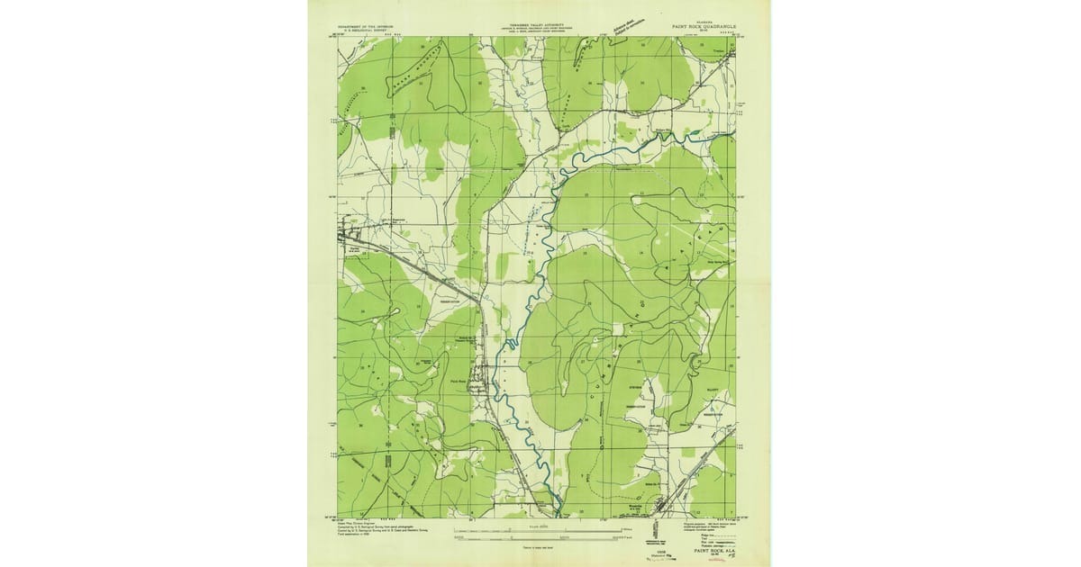 1936 Map of Paint Rock, AL — High-Res | Pastmaps