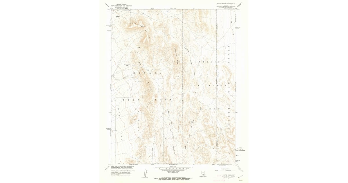 1961 Map of Paiute Ridge, Nye County, NV — High-Res | Pastmaps