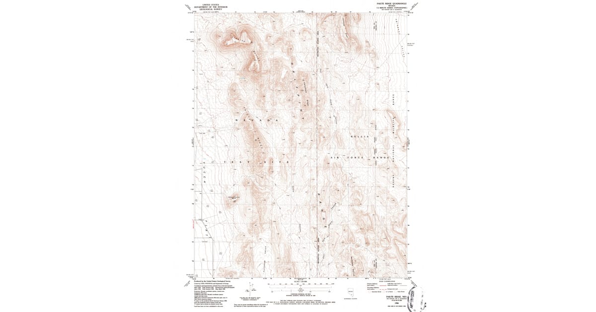 1986 Map of Paiute Ridge, Nye County, NV — High-Res | Pastmaps