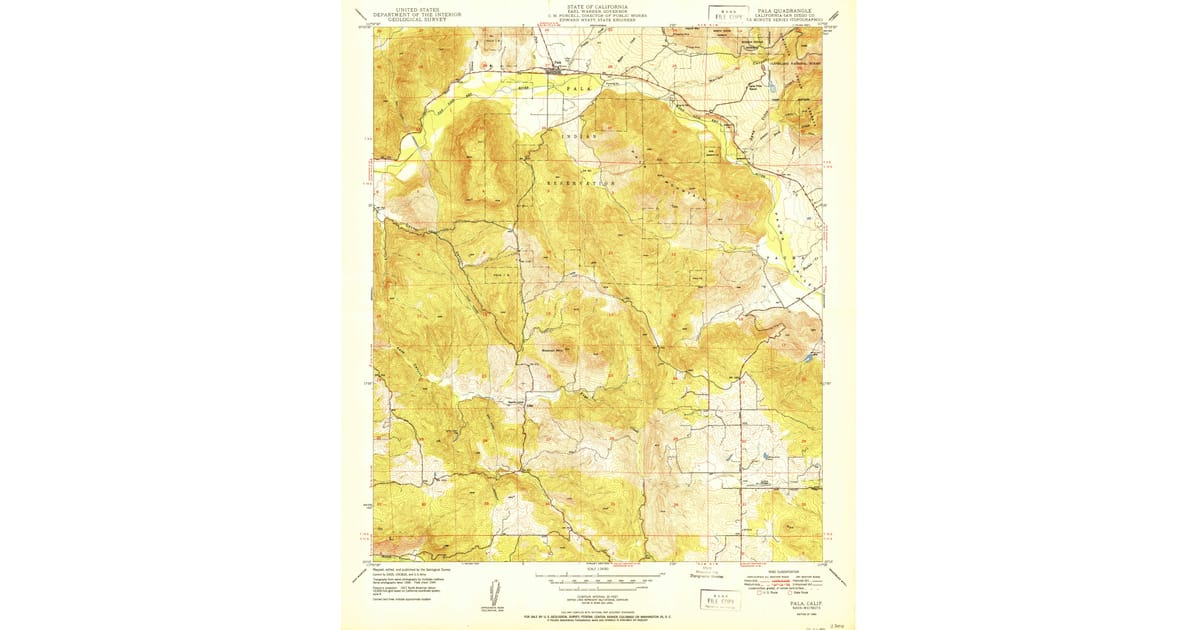 1950 Map of Pala, CA — High-Res | Pastmaps