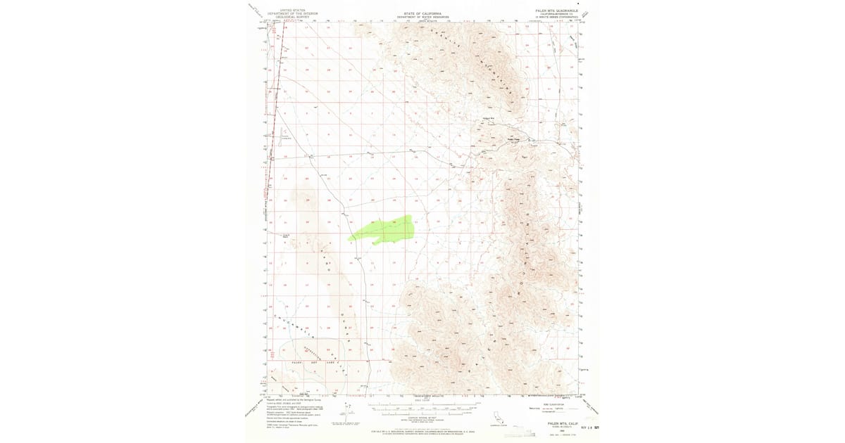 1952 Map of Palen Mountains, Riverside County, CA — High-Res, 1971 ...