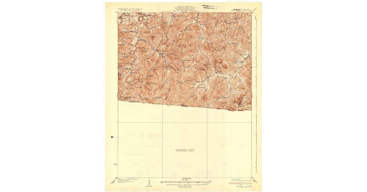 1934 Map of Pall Mall, Wayne County, KY — High-Res | Pastmaps