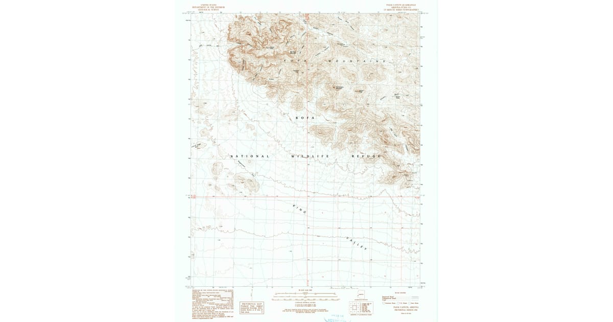 1990 Map of Palm Canyon, Yuma County, AZ — High-Res | Pastmaps
