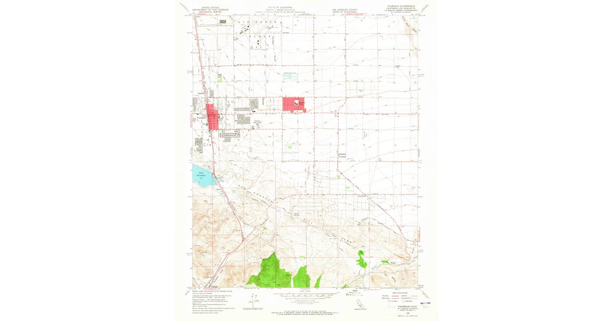 1958 Map of Palmdale, CA — High-Res, 1965 Print | Pastmaps