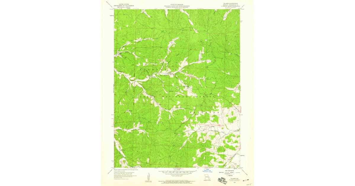 1958 Map of Palmer, Washington County, MO — High-Res | Pastmaps