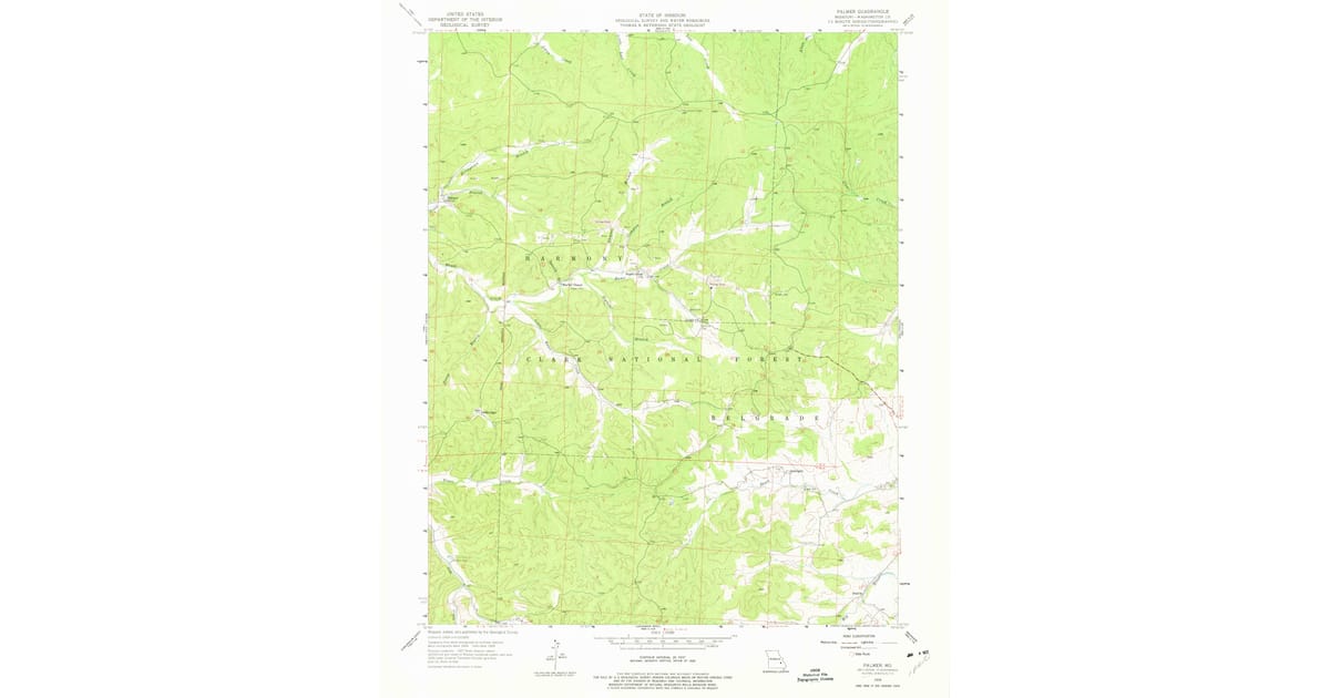 1958 Map of Palmer, Washington County, MO — High-Res, 1977 Print | Pastmaps