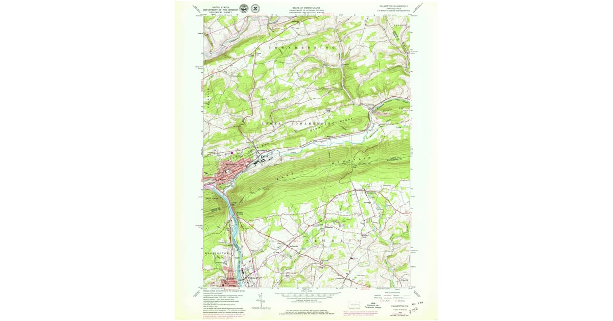 1960 Map of Palmerton, PA — High-Res, 1979 Print | Pastmaps
