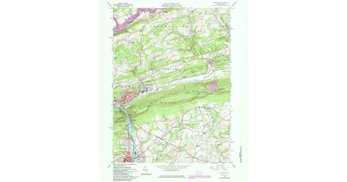 1960 Map of Palmerton, PA — High-Res, 1984 Print | Pastmaps