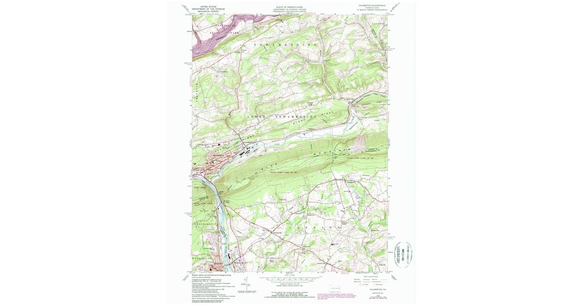 1960 Map of Palmerton, PA — High-Res, 1989 Print | Pastmaps