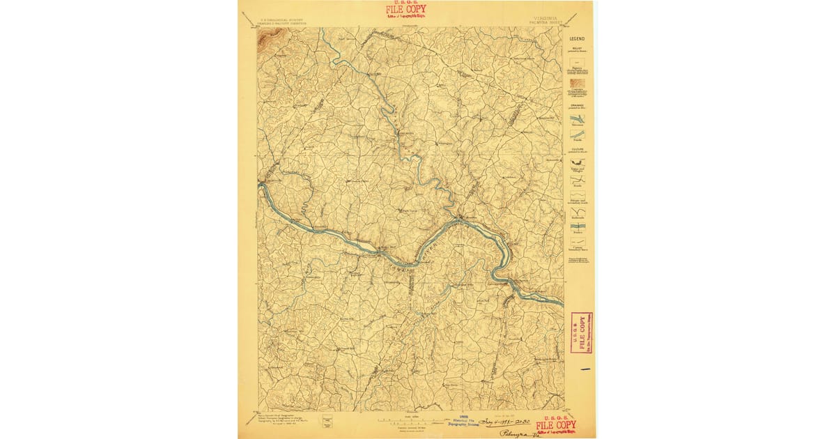 1897 Map of Palmyra, VA — High-Res | Pastmaps