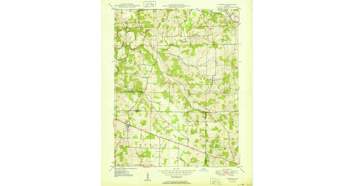 1950 Map of Palmyra, IN — High-Res, 1950 Print #2 | Pastmaps