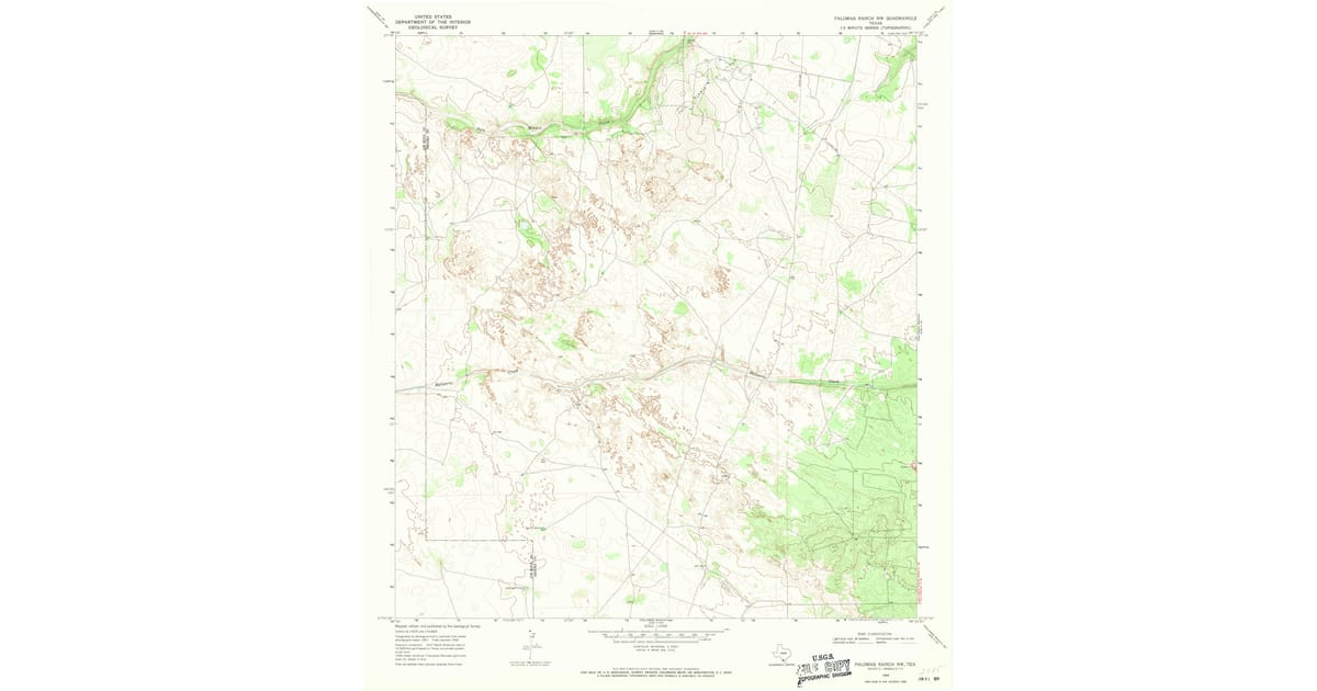1968 Map of Palomas Ranch NW, Brooks County, TX — High-Res | Pastmaps