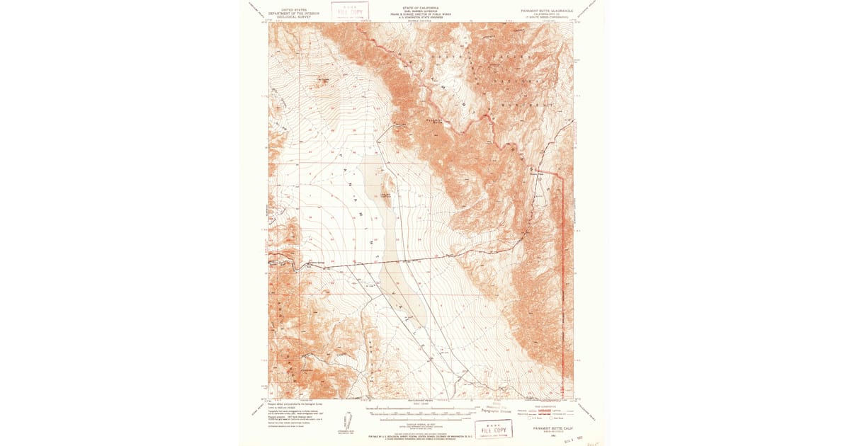 1951 Map of Panamint Butte, Inyo County, CA — High-Res | Pastmaps