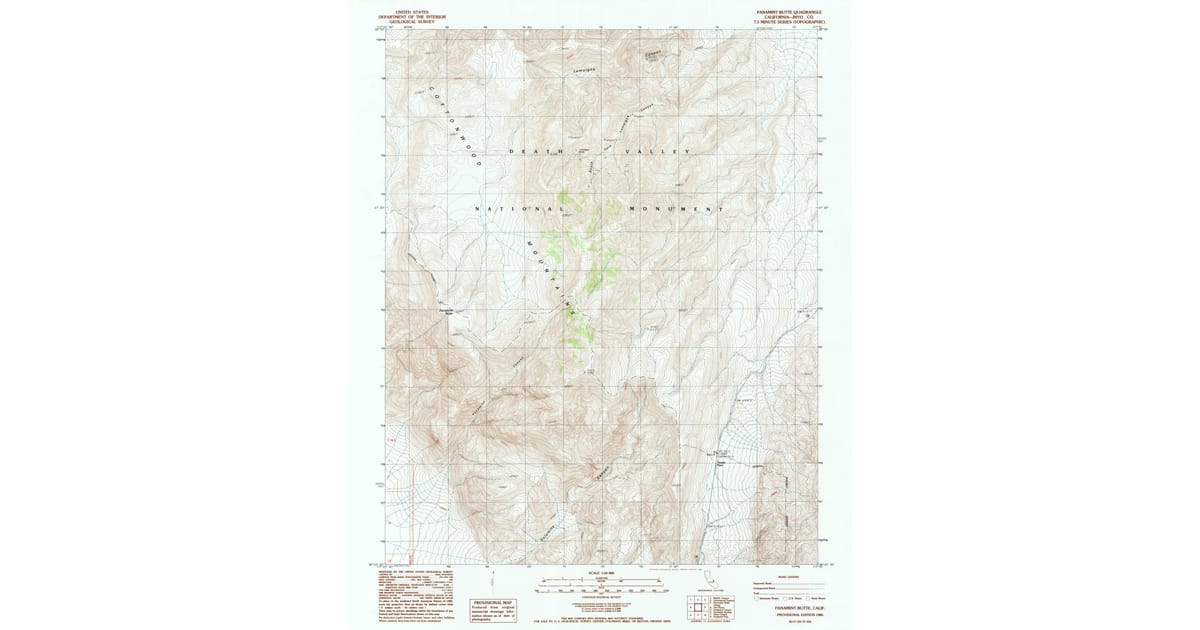 1986 Map of Panamint Butte, Inyo County, CA — High-Res | Pastmaps