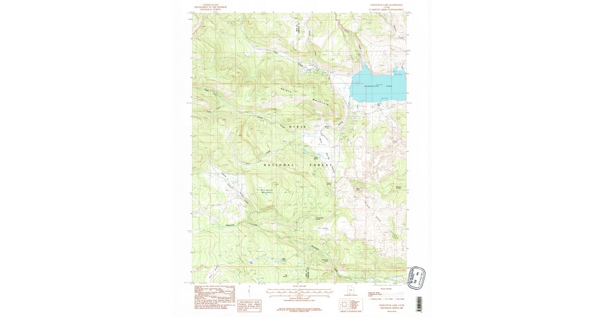 1985 Map of Panguitch Lake, Iron County, UT — High-Res | Pastmaps