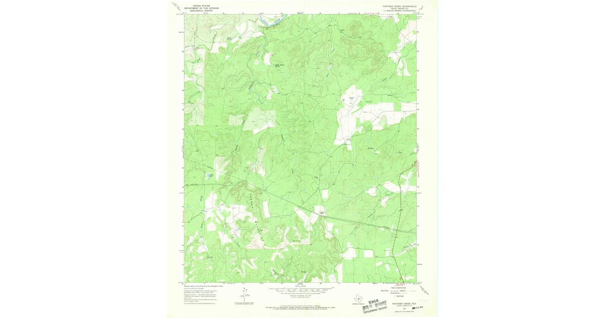 1967 Map of Panther Creek, Mason County, TX — High-Res | Pastmaps