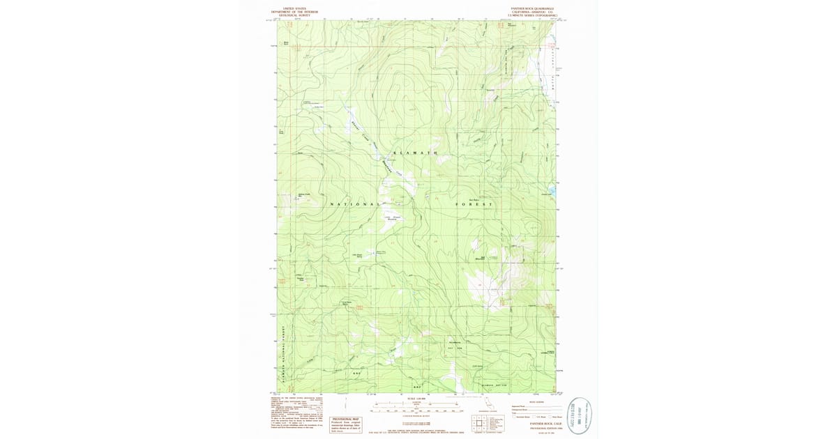 1986 Map of Panther Rock, Siskiyou County, CA — High-Res | Pastmaps