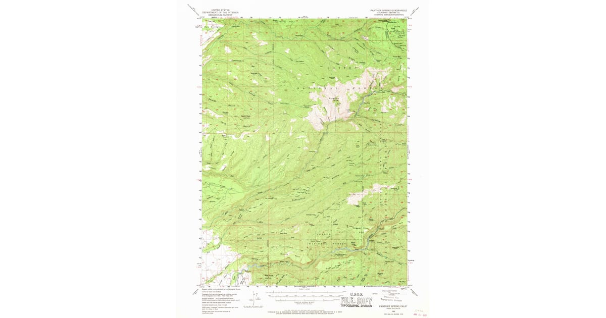 1953 Map of Panther Spring, Tehama County, CA — High-Res, 1970 Print ...