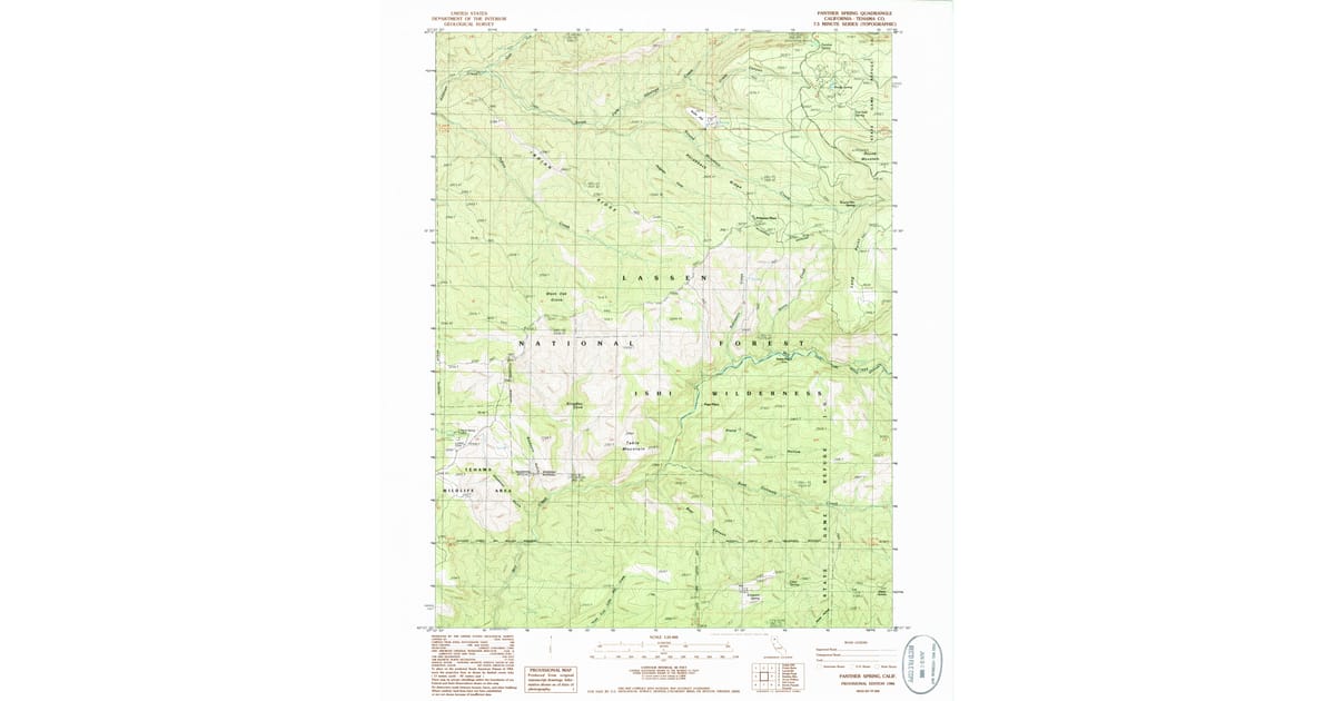 1986 Map of Panther Spring, Tehama County, CA — High-Res | Pastmaps