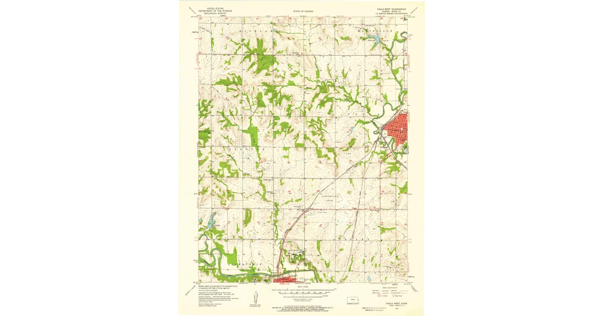 1957 Map of Paola West, Miami County, KS — High-Res | Pastmaps