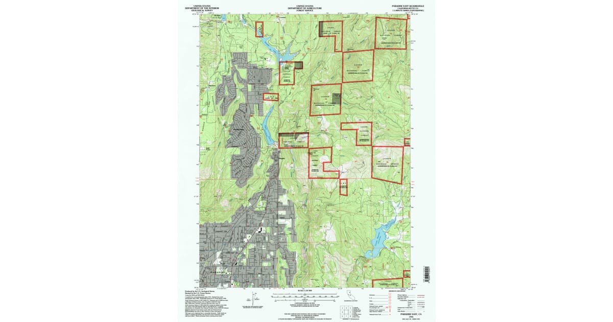 1994 Map of Paradise East, Butte County, CA — High-Res | Pastmaps