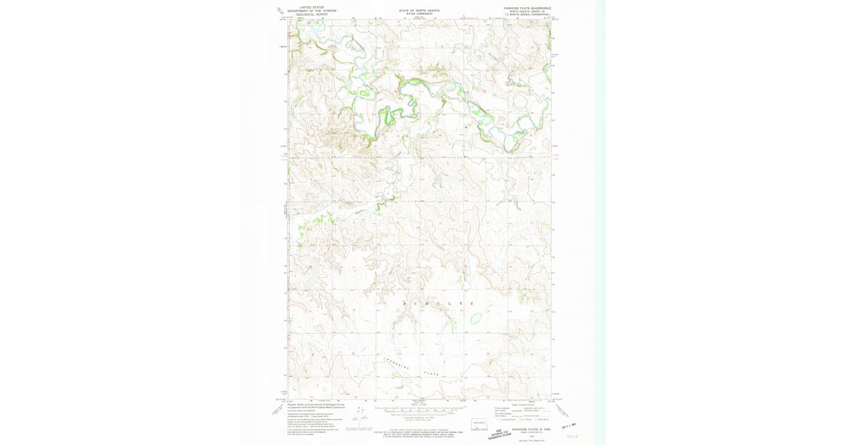 1972 Map of Paradise Flats, Grant County, ND — High-Res | Pastmaps