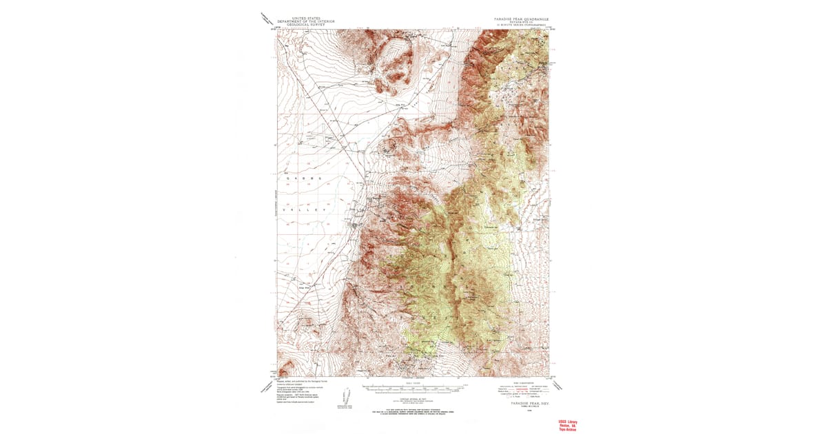 1948 Map of Paradise Peak, Nye County, NV — High-Res | Pastmaps