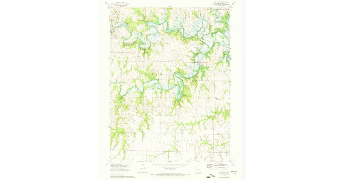 1972 Map of Paris East, Monroe County, MO — High-Res | Pastmaps