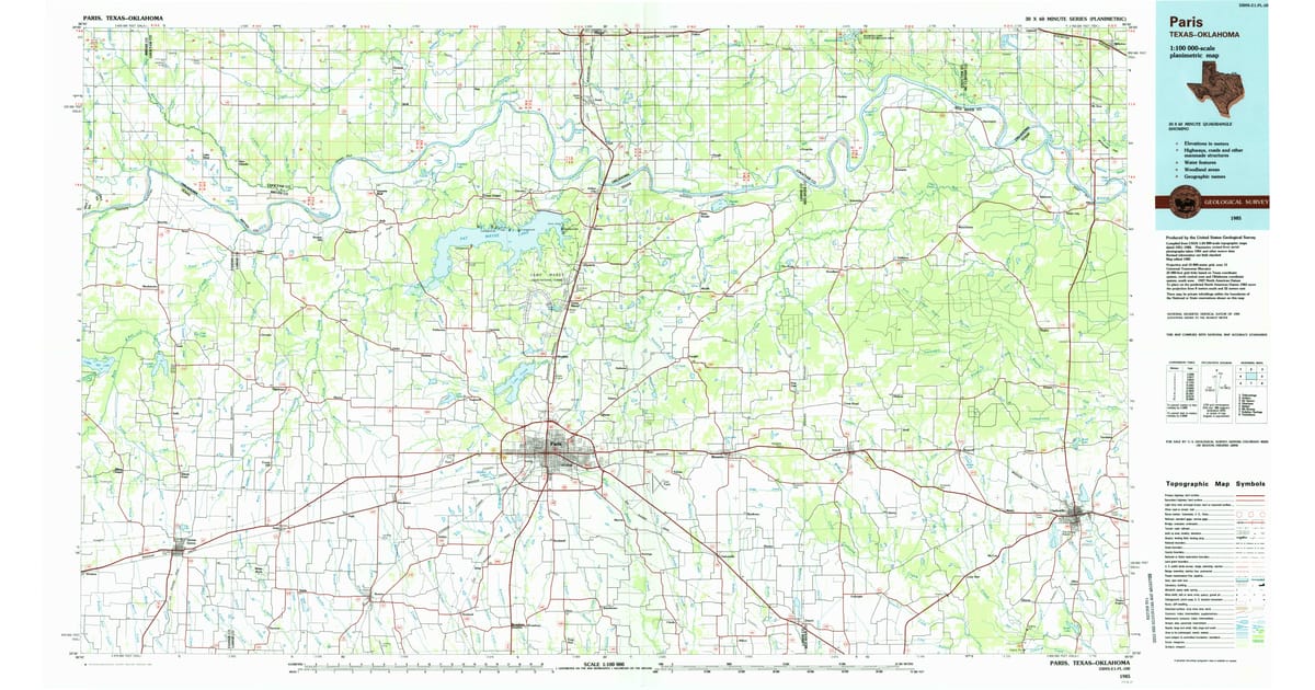 1985 Map of Paris, TX — High-Res | Pastmaps