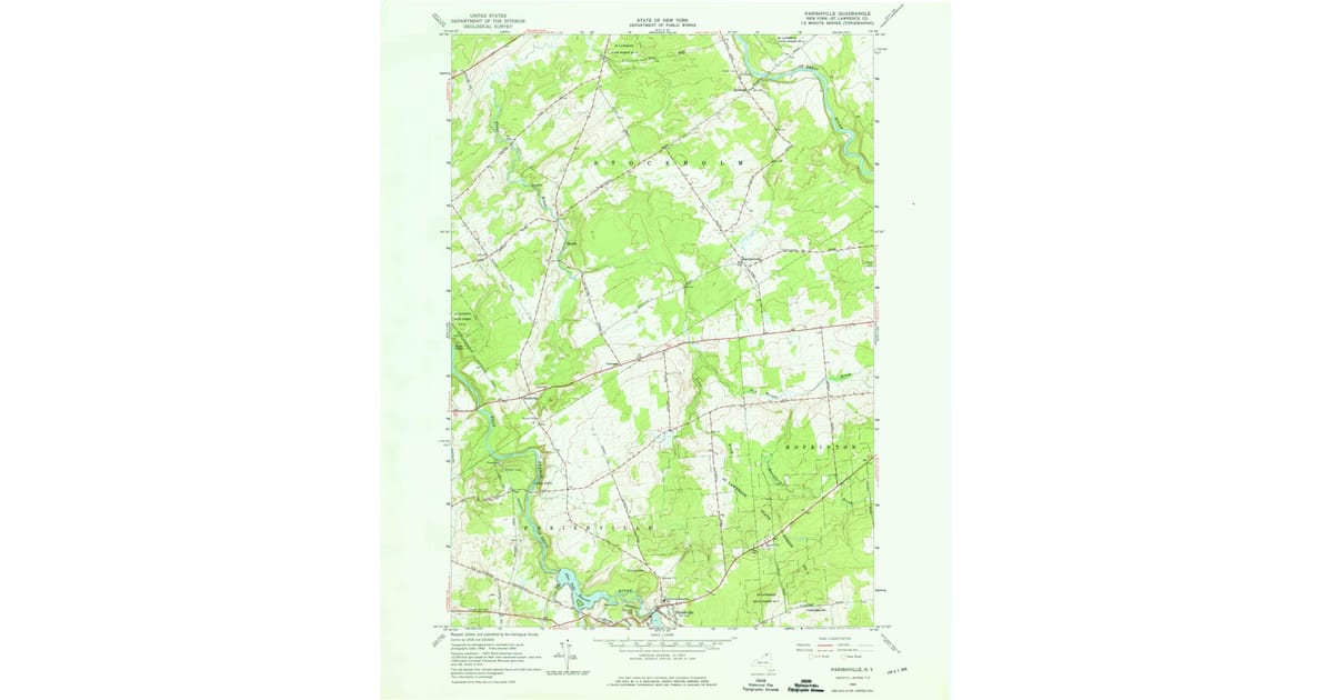 1964 Map of Parishville, St. Lawrence County, NY — High-Res | Pastmaps