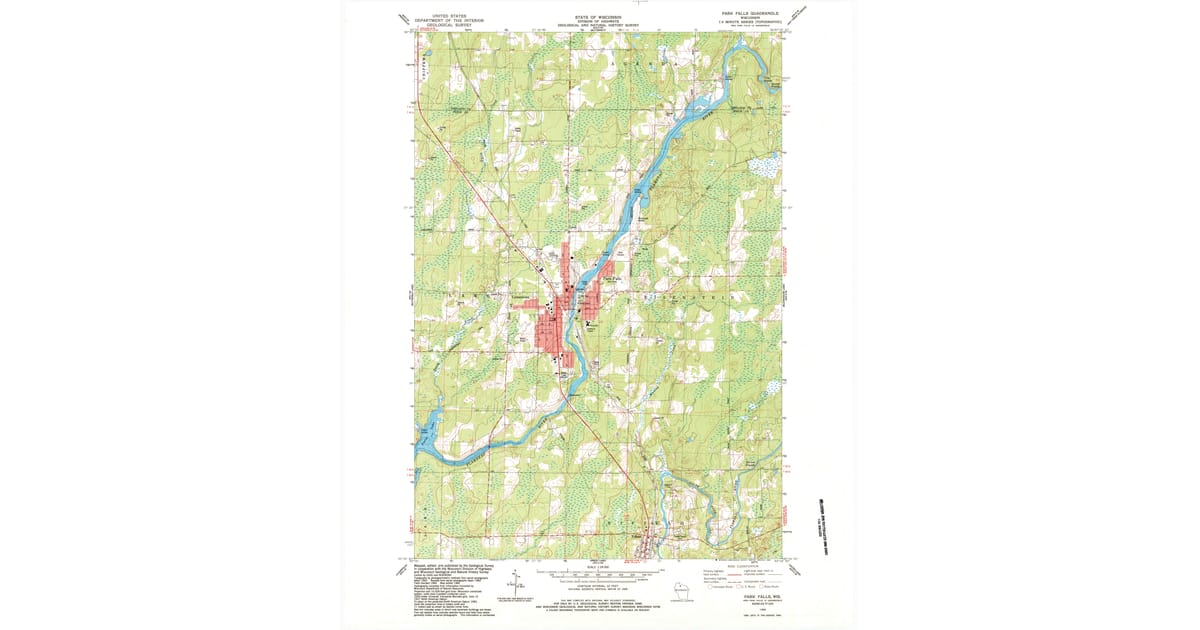 1984 Map of Park Falls, WI — High-Res | Pastmaps