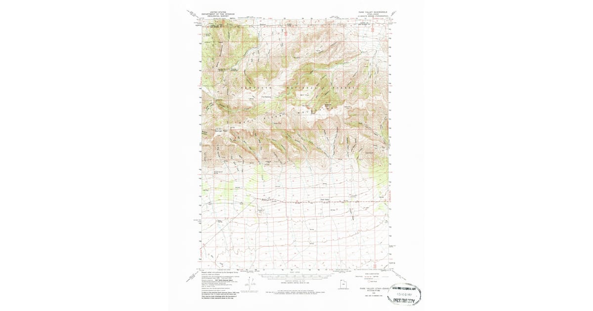 1959 Map of Park Valley, Box Elder County, UT — High-Res, 1986 Print ...