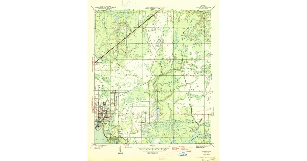 1945 Map of Parker, FL — High-Res, 1945 Print #2 | Pastmaps