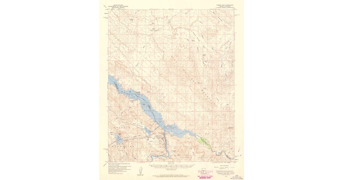 1959 Map of Parker Dam, Mohave County, AZ — High-Res | Pastmaps