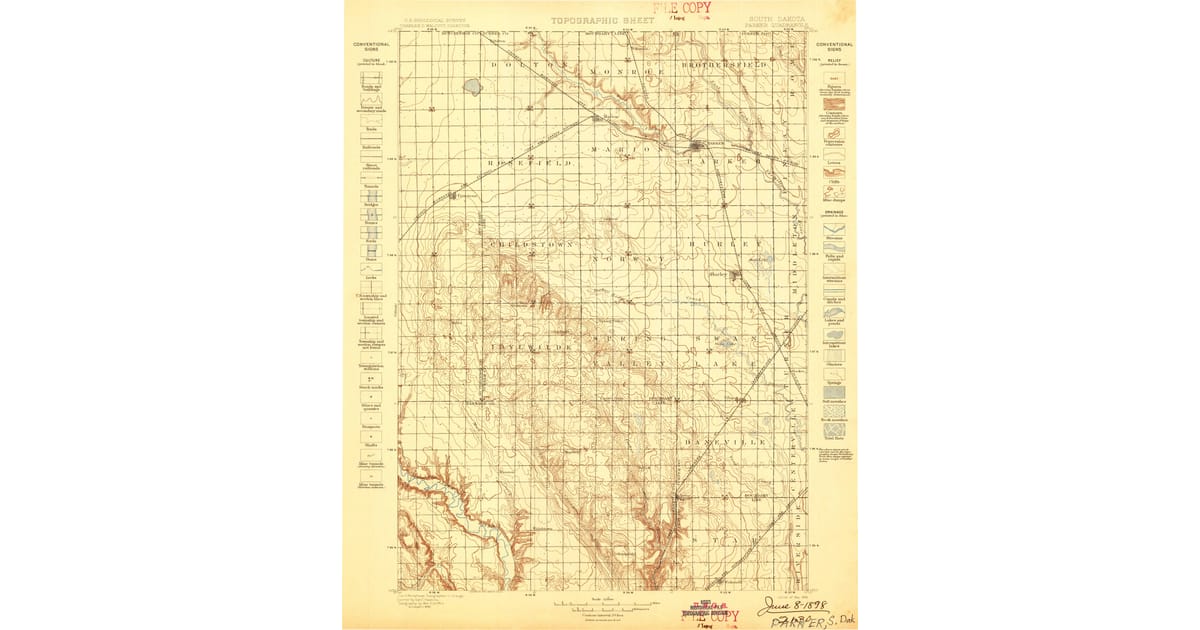 1898 Map of Parker, SD — High-Res | Pastmaps