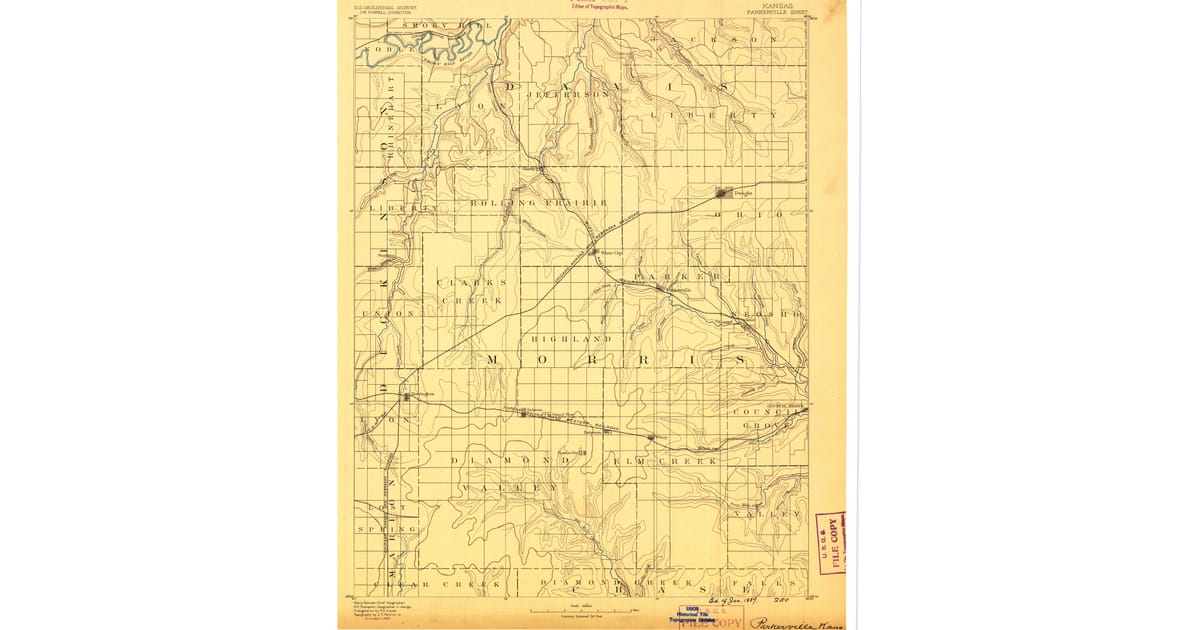 Old Historical Maps of Parkerville, KS | Pastmaps