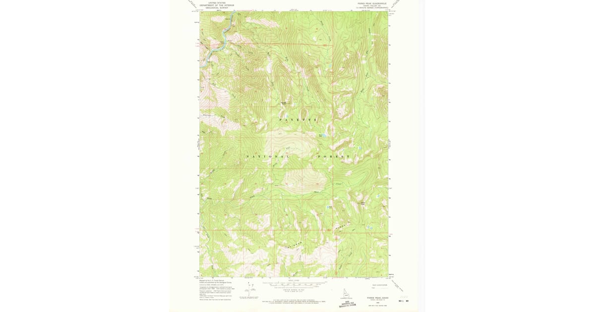 1969 Map of Parks Peak, Valley County, ID — High-Res | Pastmaps