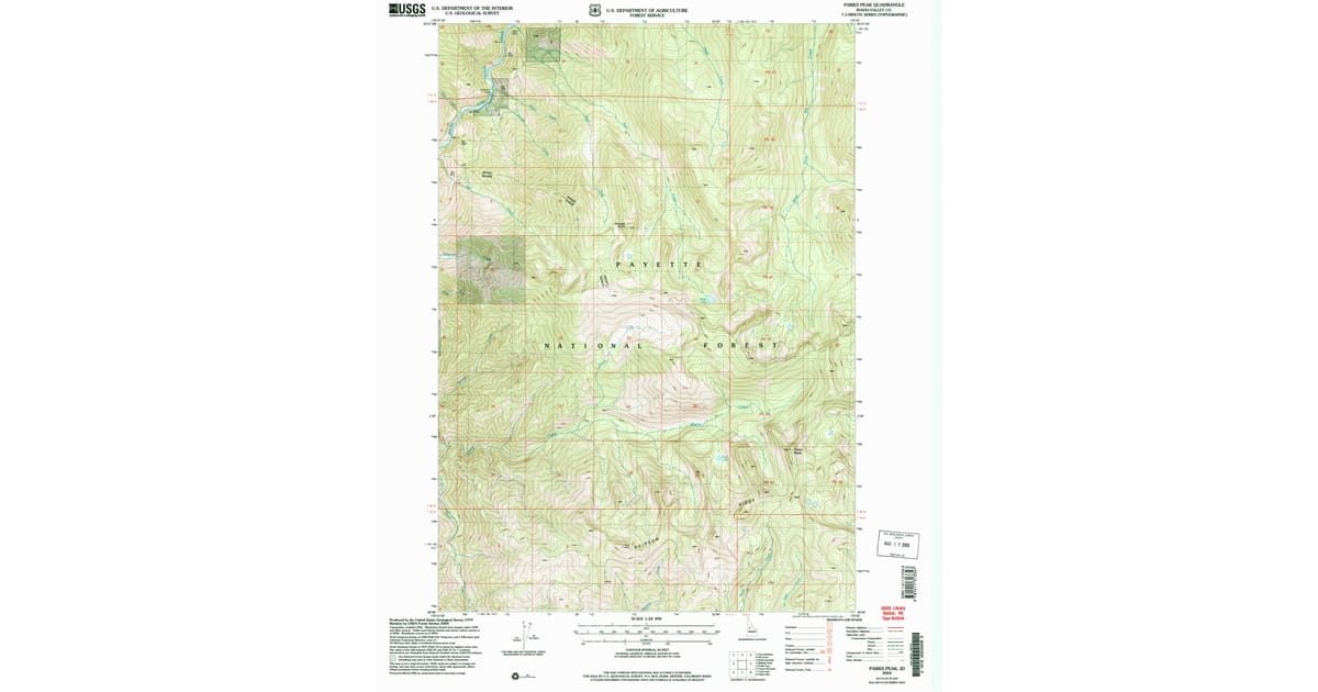 2004 Map of Parks Peak, Valley County, ID — High-Res | Pastmaps