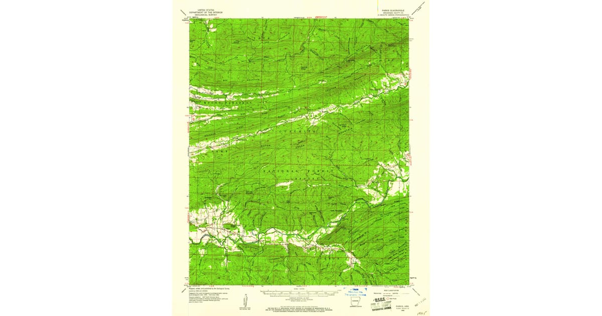 1960 Map of Parks, Scott County, AR — High-Res | Pastmaps