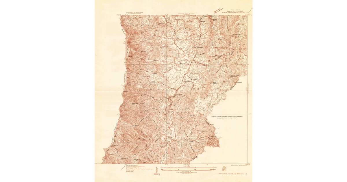 1934 Map of Parts Of Celo And Black Brothers, Yancey County, NC — High ...