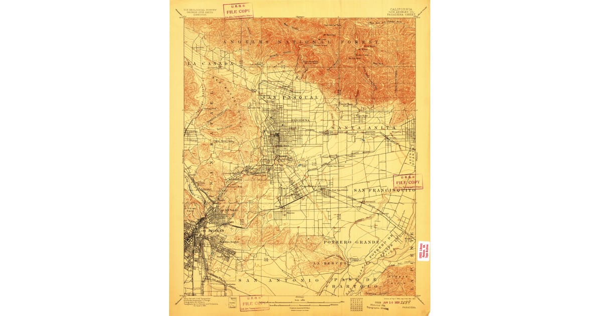 1900 Map of Pasadena, CA — High-Res, 1910 Print | Pastmaps